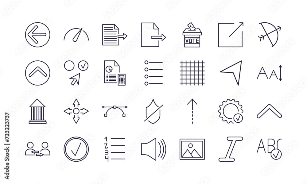 editable outline icons set. thin line icons from user interface collection. linear icons such as ...