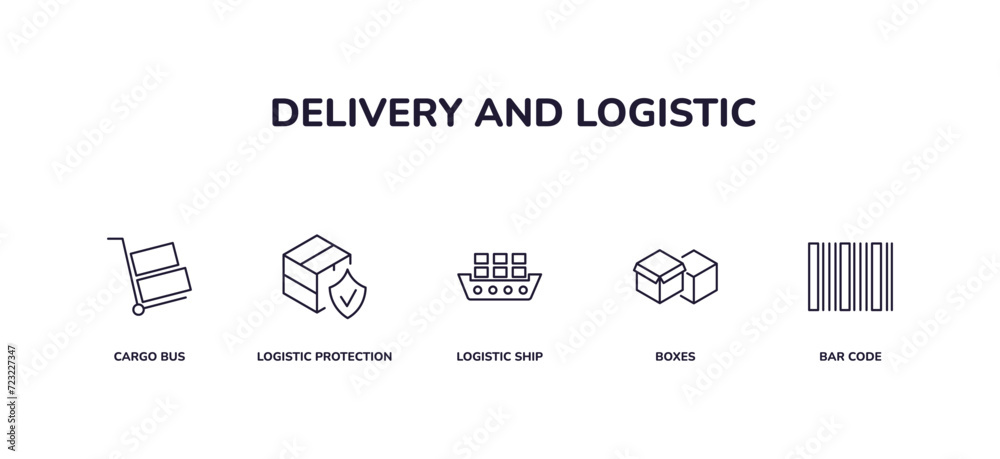 editable outline icons set. thin line icons from delivery and logistic ...