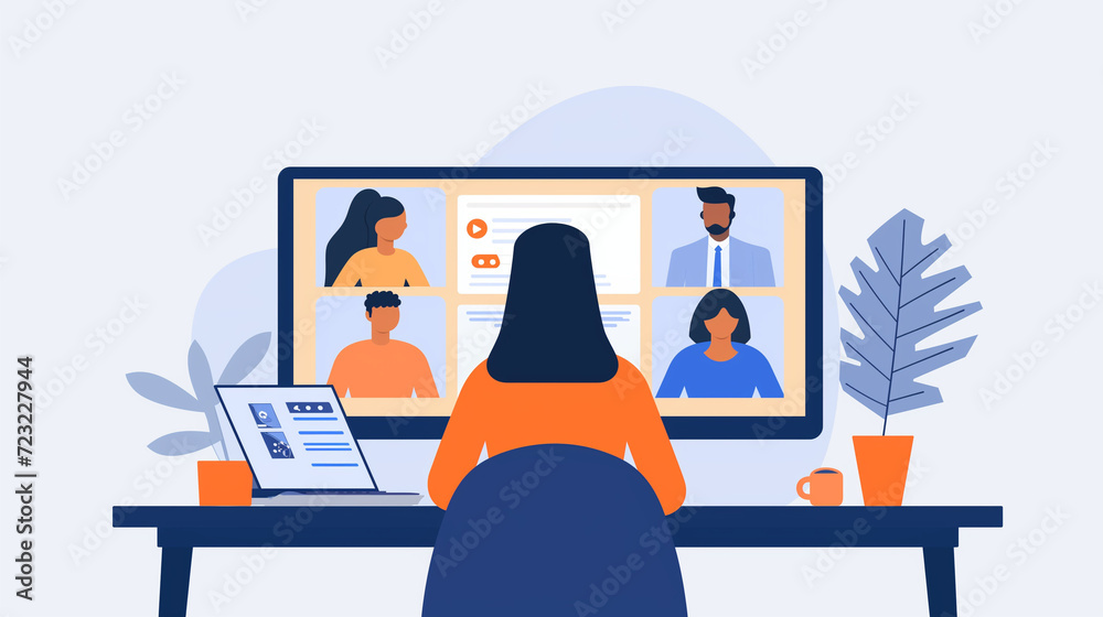 A simple yet effective illustration depicting office workers engaged in ...