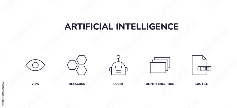 Vecteur Stock editable outline icons set. thin line icons from artificial intelligence ...