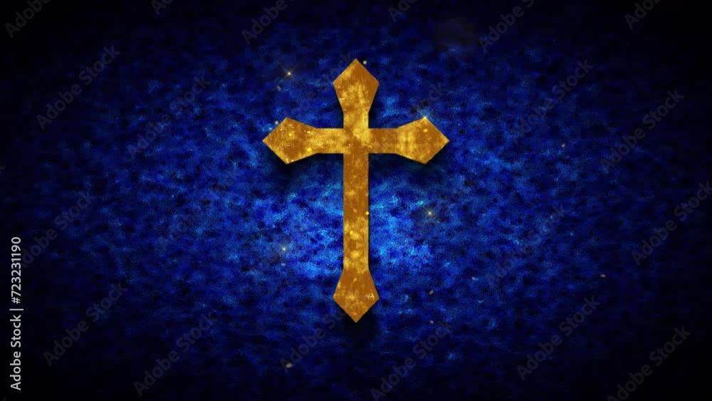 Cross Jesus Christianity Symbol Gold Texture Glitter Dust Reveal On ...
