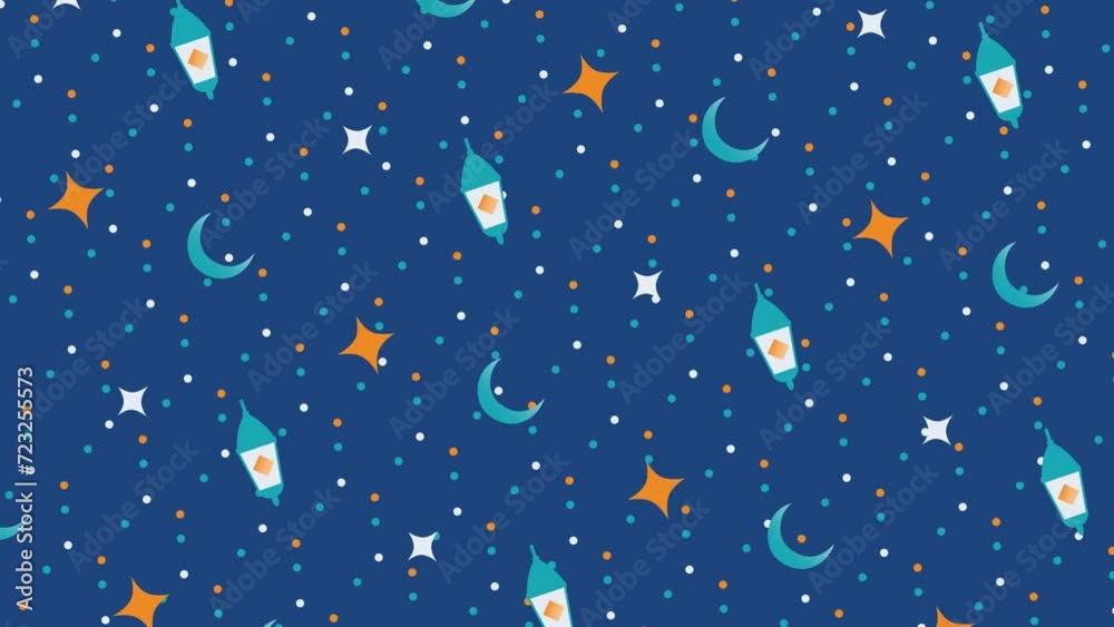 Vidéo Stock Ramadan background in blue, cyan and yellow color on a ...