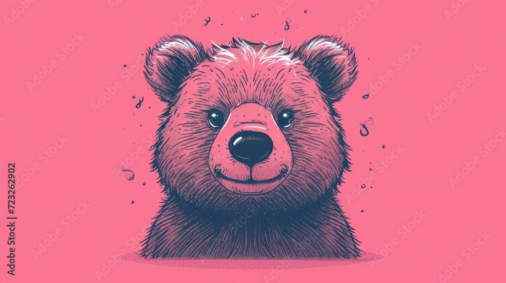 a drawing of a brown bear's face with drops of water coming out of its ...