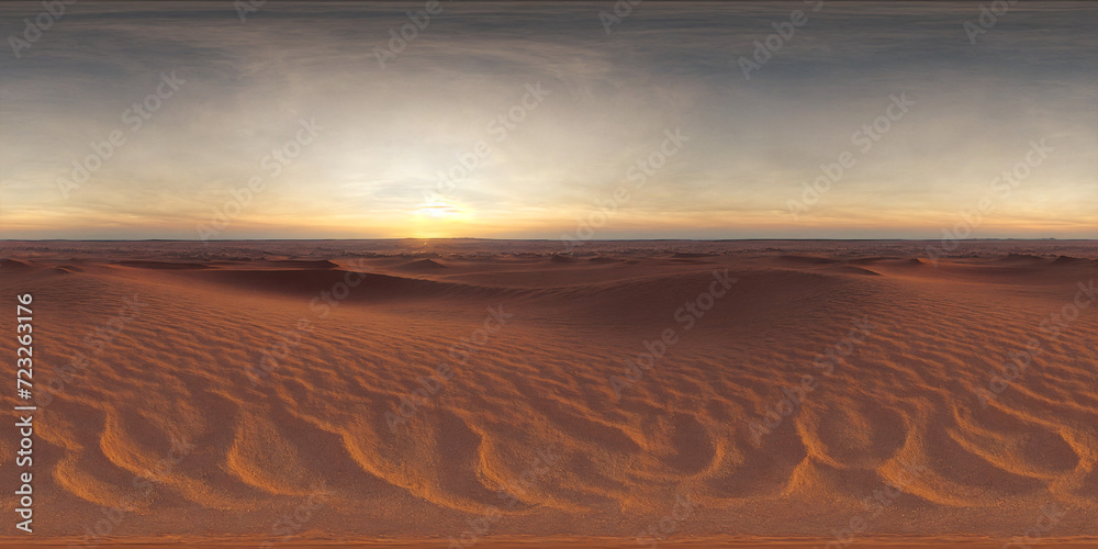 equirectangular panorama 360 degrees of red Desert Safari with sand ...