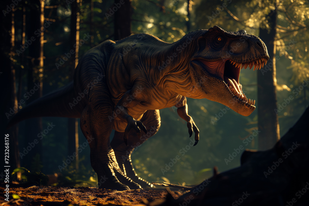 AI Generated Image. Tyrannosaurus rex hunting in nature Stock ...