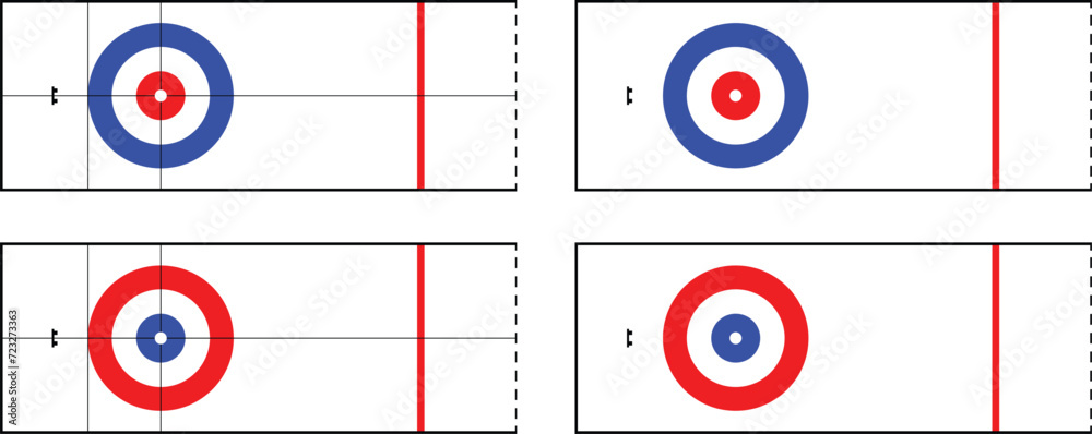 Curling Ice Rink or Sheet Clipart Set - Red and Blue Colors Stock ...