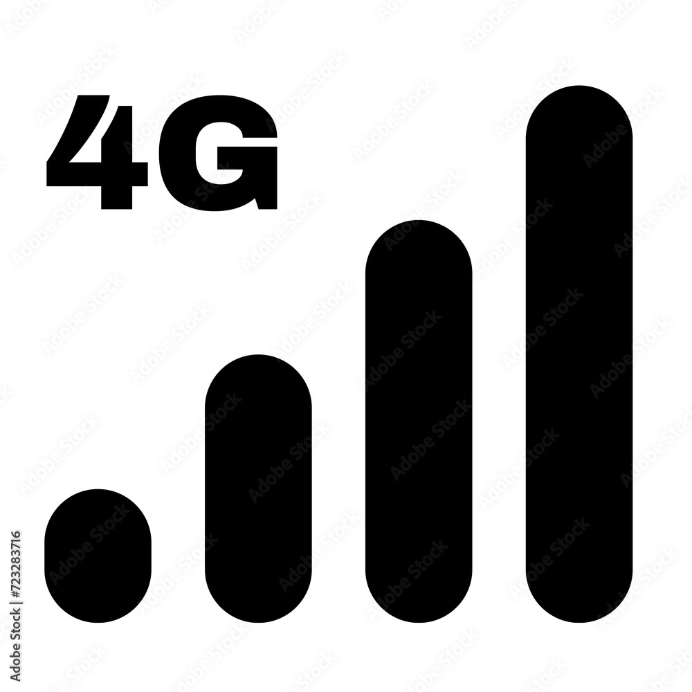 4G connection signal bar icon on Transparent background, PNG Stock ...