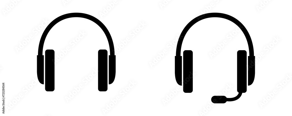 Headphone with mic and without mic icons on transparent background, PNG ...