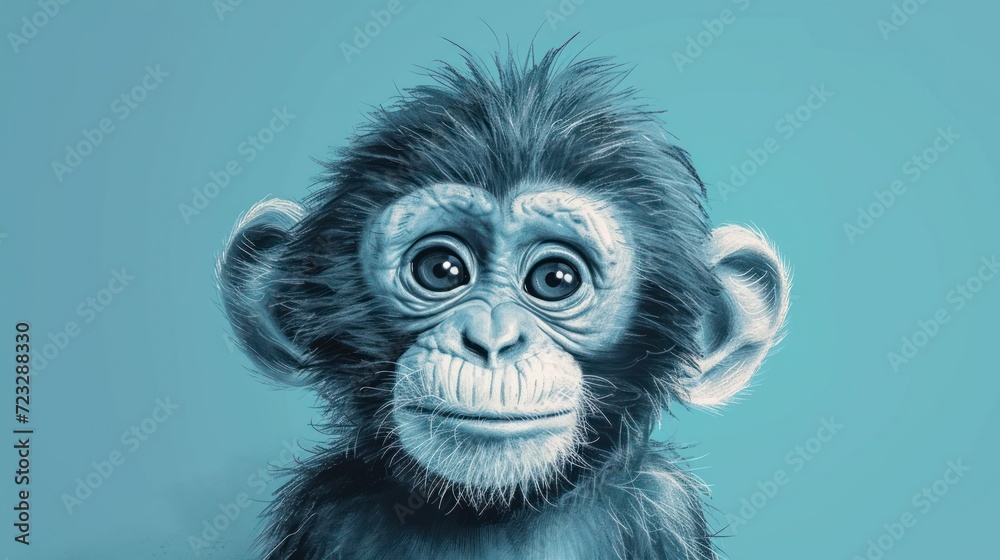 a close up of a monkey's face with one eye open and the other with a ...