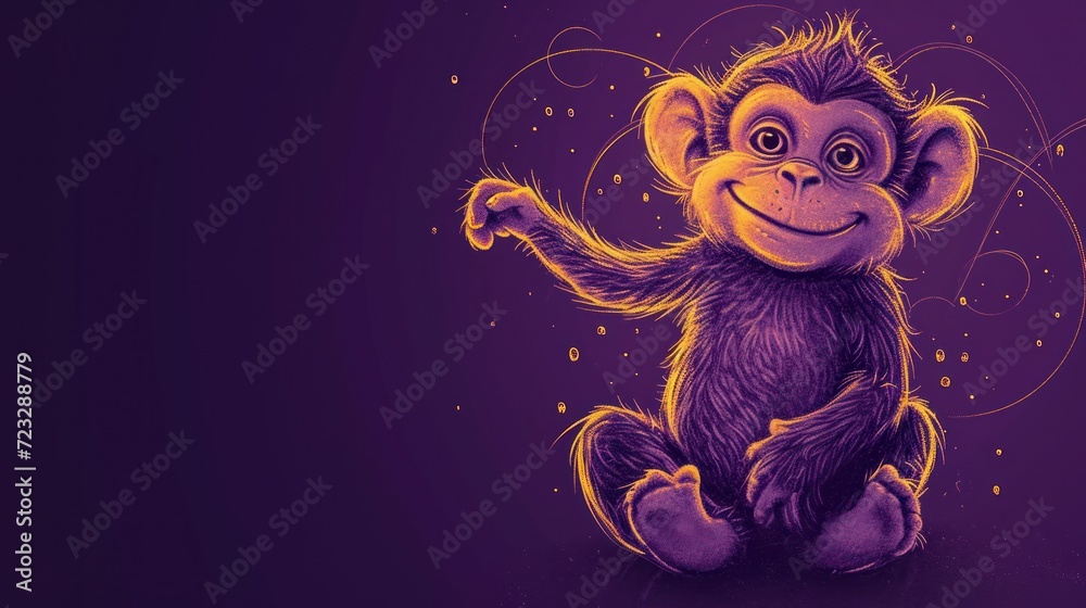 a drawing of a monkey sitting on the ground with a smile on it's face ...