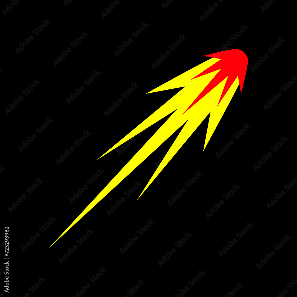 Explosion, spark or comet icon. Fire from a rocket engine or a ...