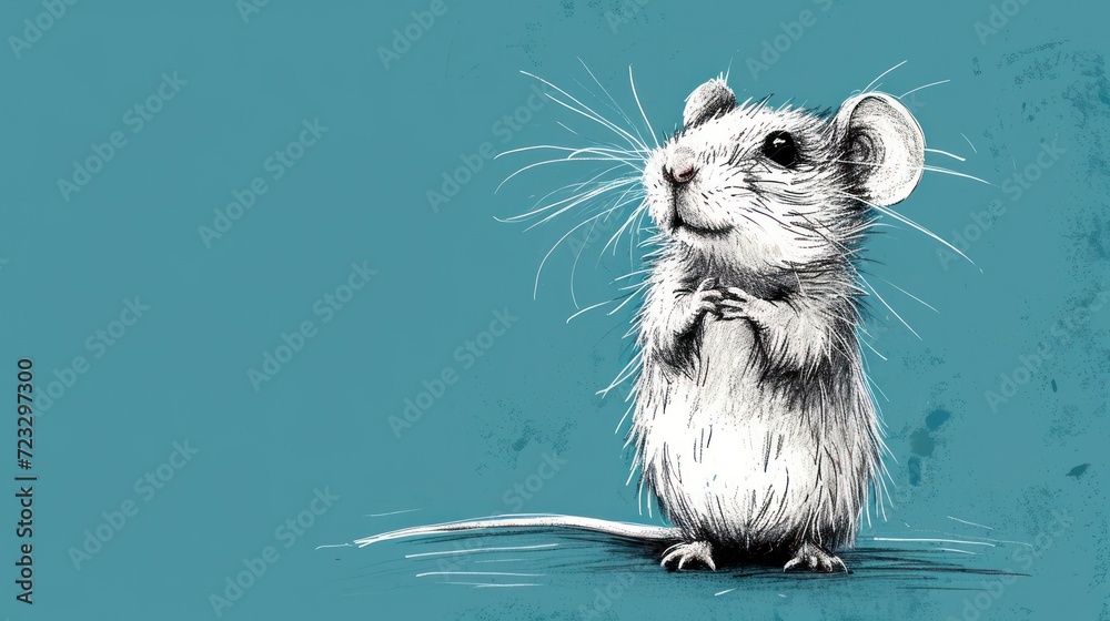 a drawing of a small rodent standing on its hind legs with its front ...