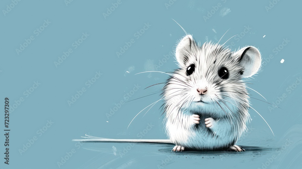 a drawing of a mouse sitting on its hind legs with its front paws on it ...