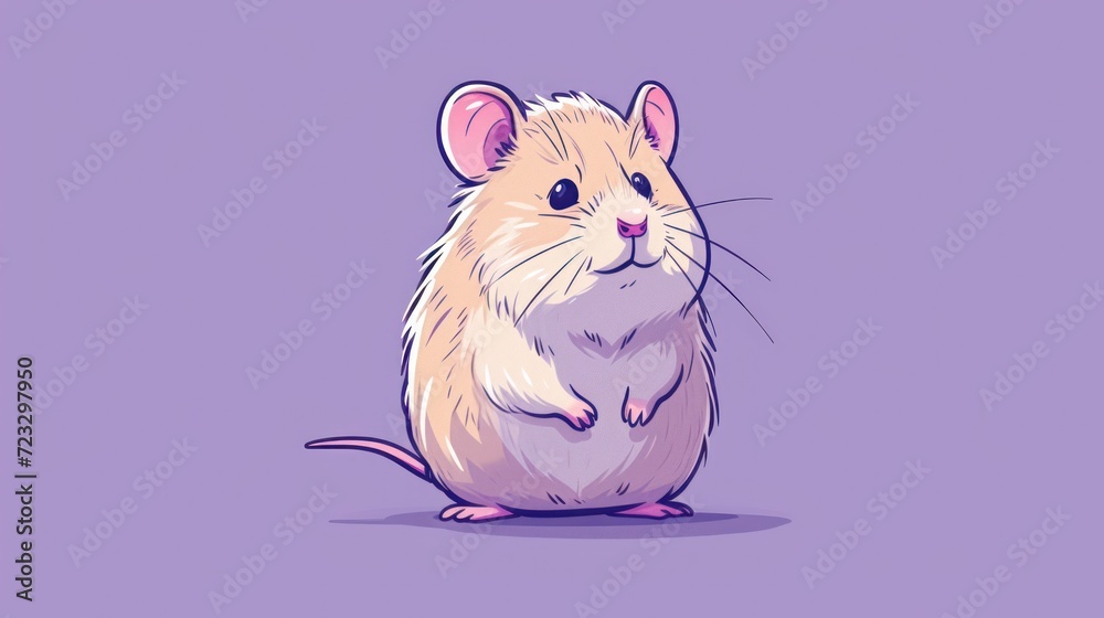 a brown and white rat sitting on its hind legs on a purple background ...