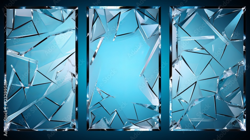 Broken glass label design. part of glass transparent and template of ...