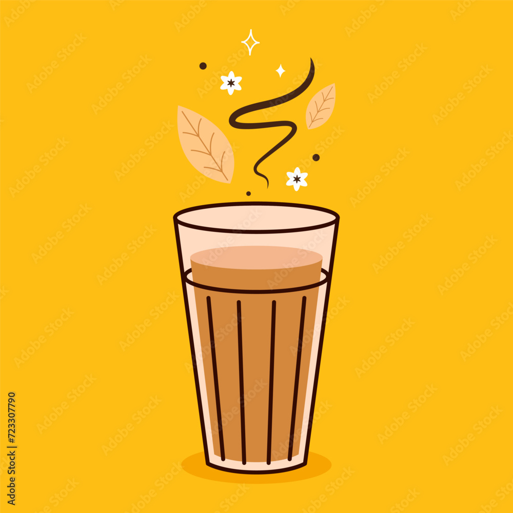 Indian hot drink vector. Indian chai icon. Chai is Indian drink. Kerala ...