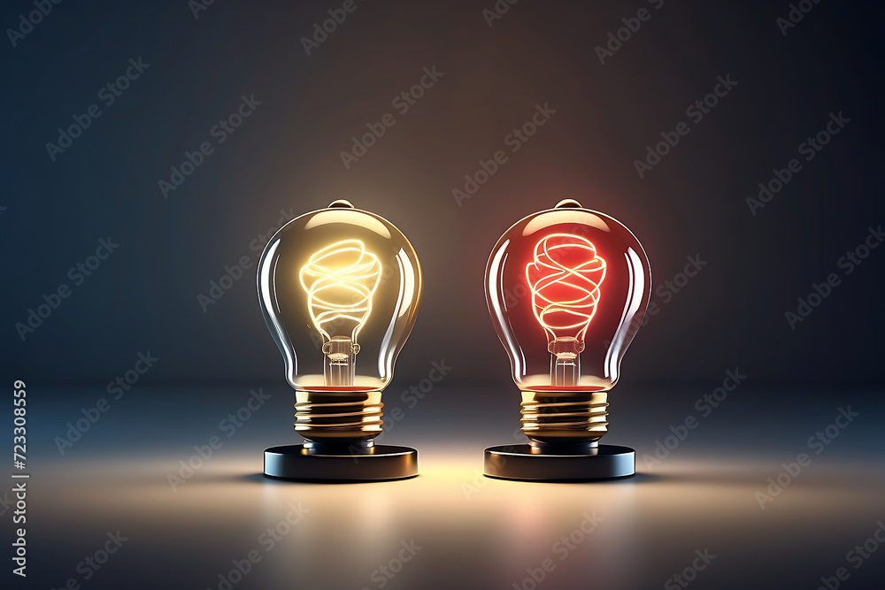 On and off toggle switch button with idea light bulb icon, creative and ...