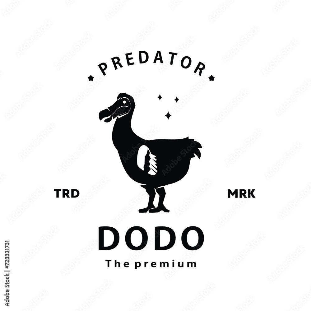 vintage retro hipster dodo logo vector outline silhouette art icon ...