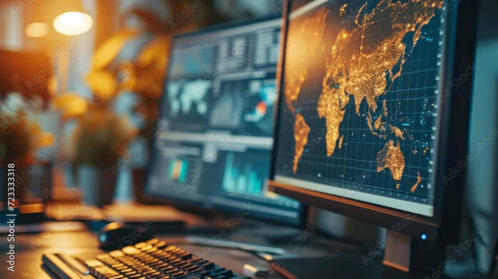 Global warming, Computer Screen Highlighting Climate Change Data Trends ...