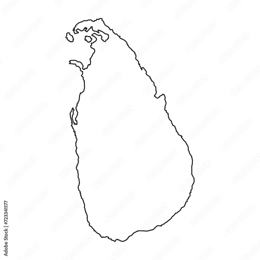 Sri Lanka map on white background vector, Sri Lanka Map Outline Shape ...
