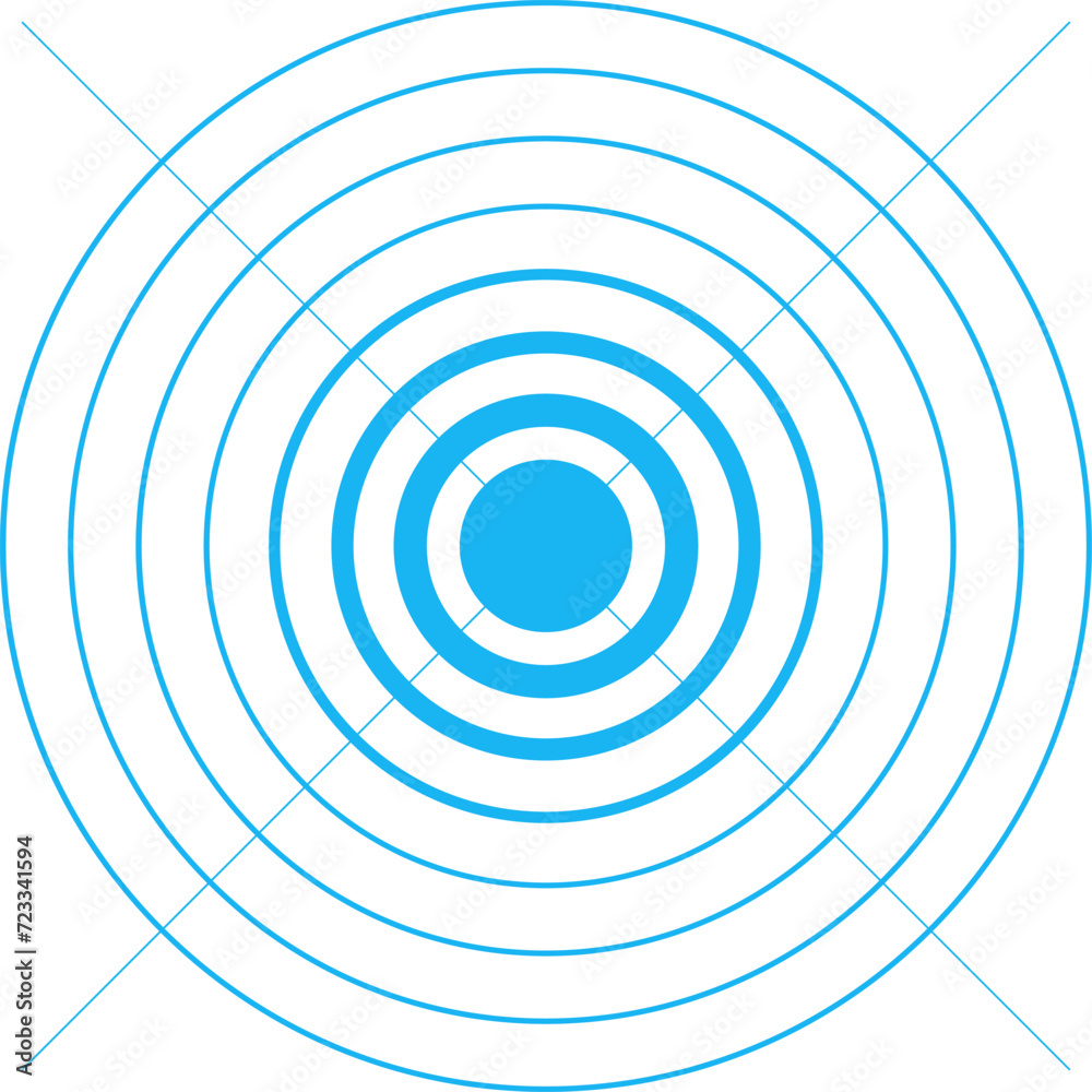 Radar vector icons. Signal concentric circles. Sound wave background ...