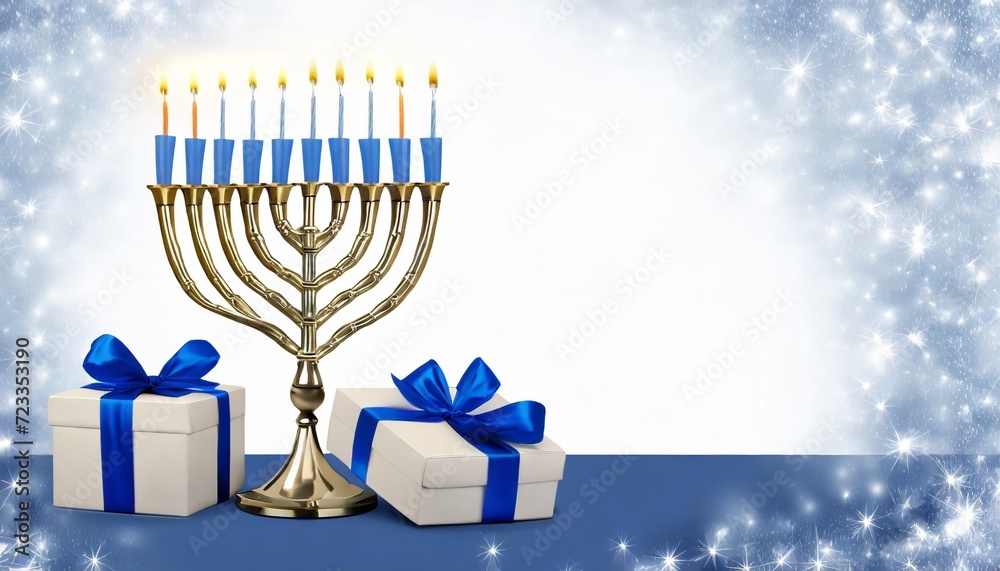 jewish hanukkah menorah 9 branch candlestick gift box holiday candle ...