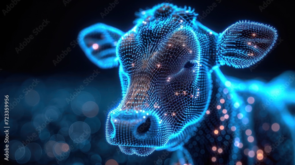 a close up of a cow's face with a lot of small dots on the cow's face ...