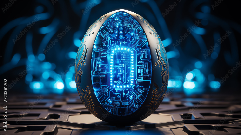 Innovative blue glowing Easter egg background image. Engineering ...