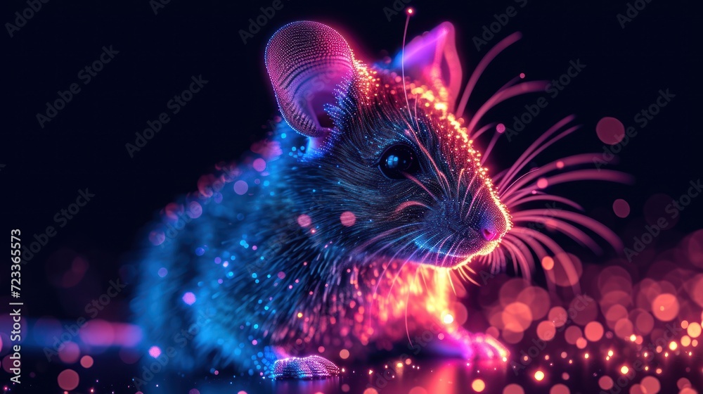 a computer generated image of a mouse on a purple and blue background ...