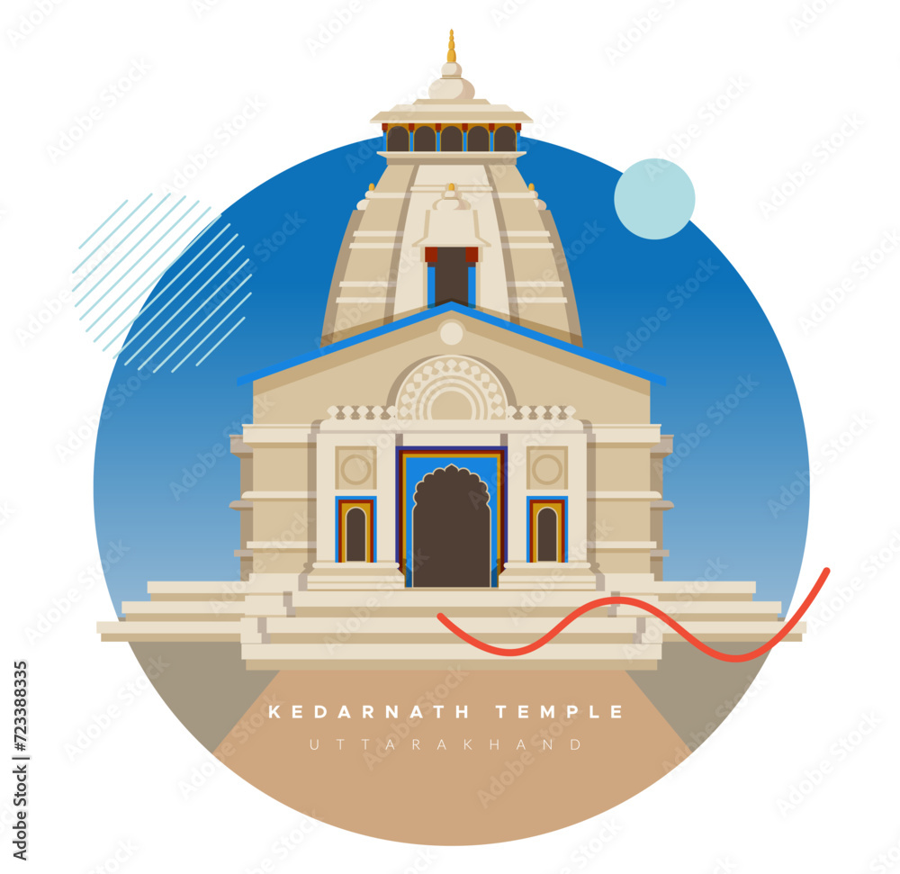 Kedarnath Temple, Jyotirlingas - Uttarakhand - Stock Illustration Stock ...