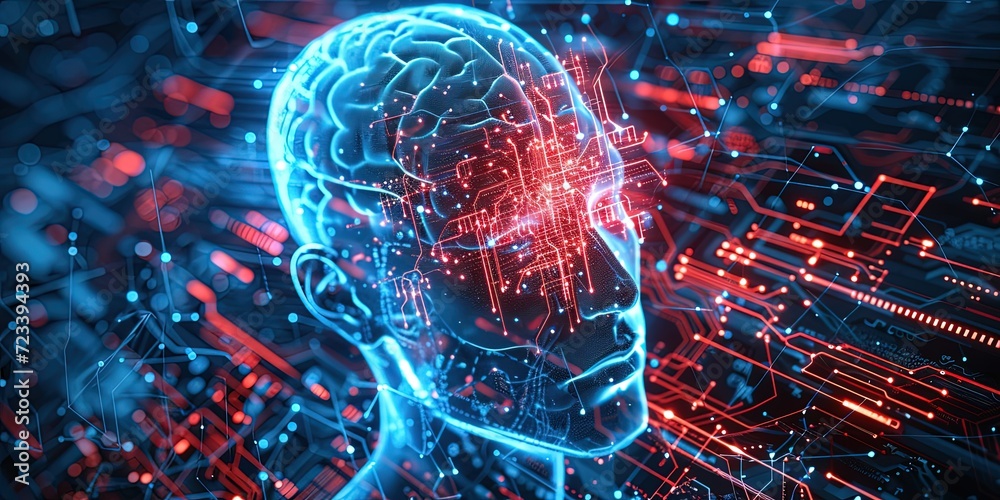 Abstraction of a human as an artificial intelligence, artificial brain ...