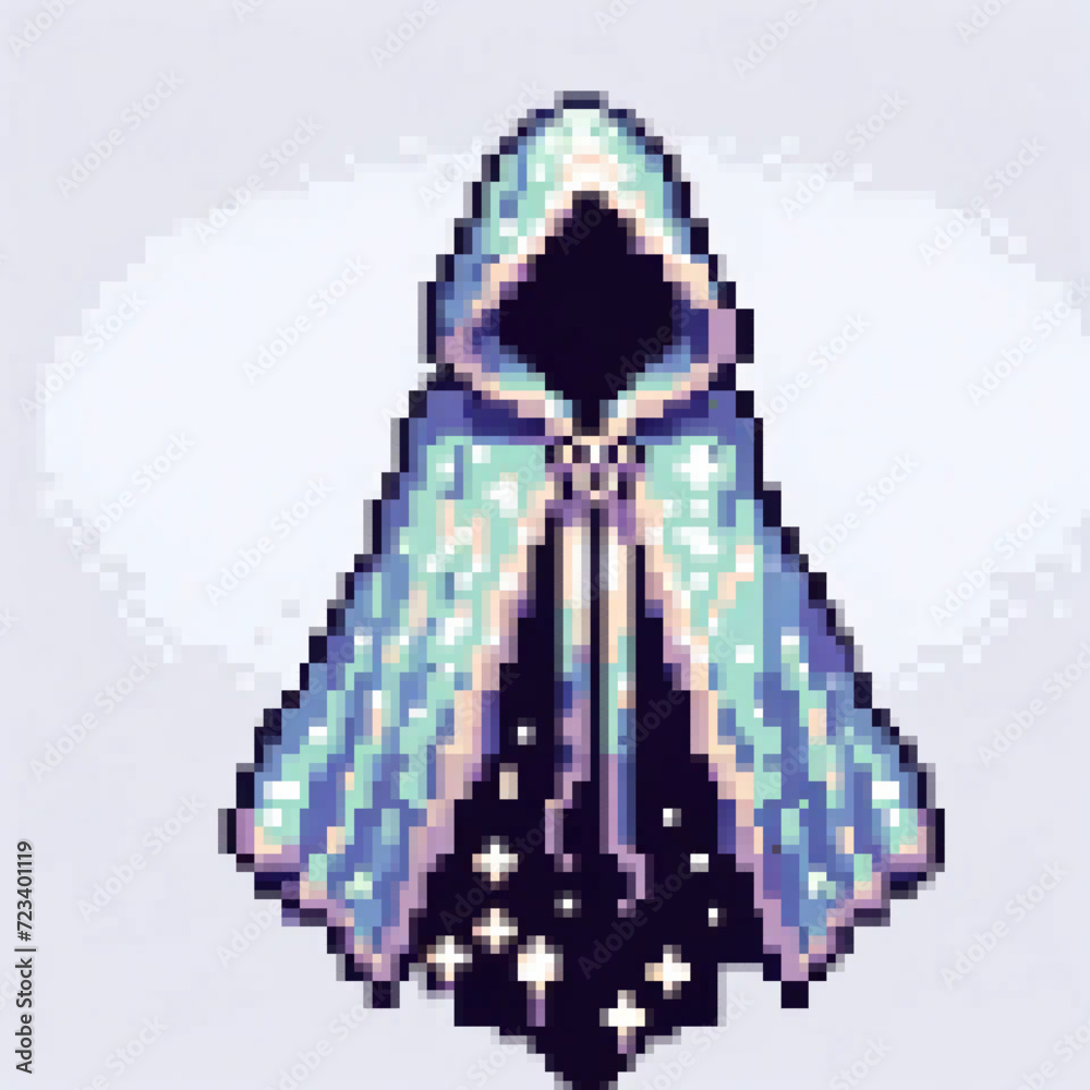 Pixel art of magical cape, vector illustration - medieval serie Stock ...