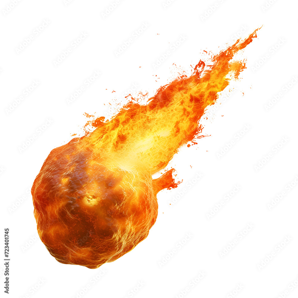 Streaking across the night sky, a brilliant flaming meteor with a ...