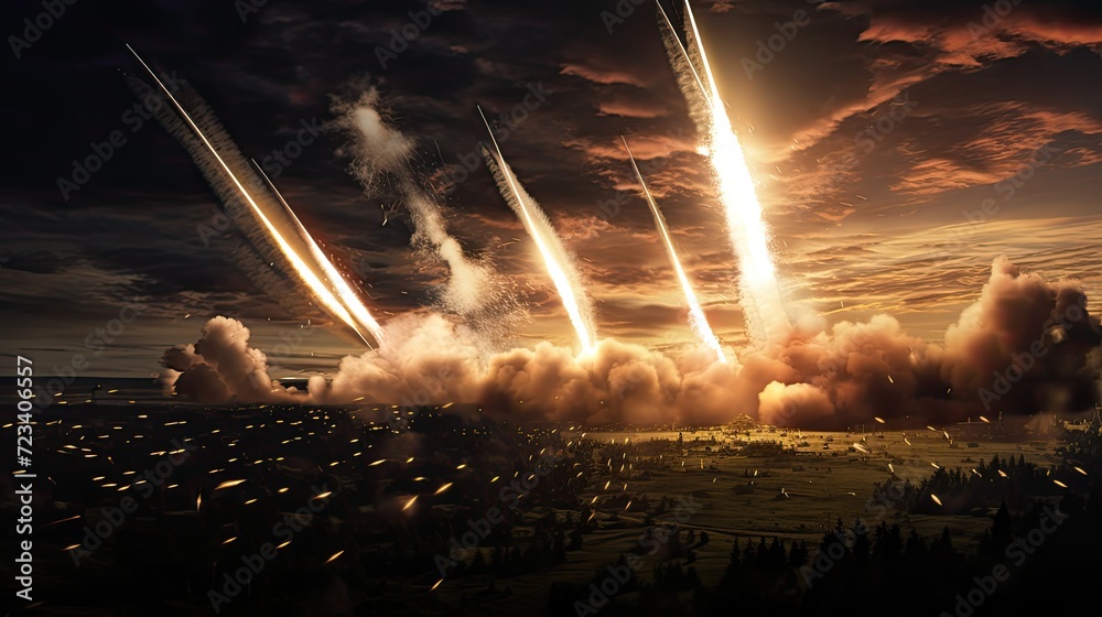 missiles aimed at the sky, showcasing the readiness and capability to ...