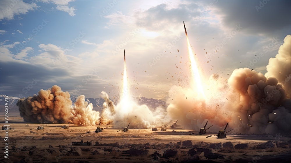 missiles aimed at the sky, showcasing the readiness and capability to defend against nuclear ...