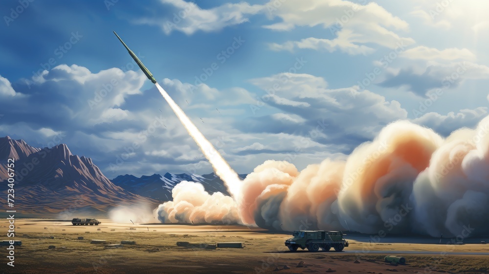 missiles aimed at the sky, showcasing the readiness and capability to defend against nuclear ...