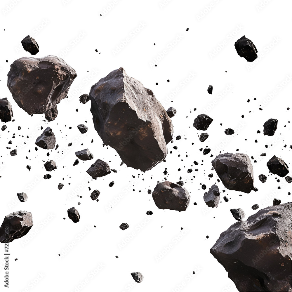 Falling Rock Amidst a Meteor Shower. Swarm of Asteroids with Many ...