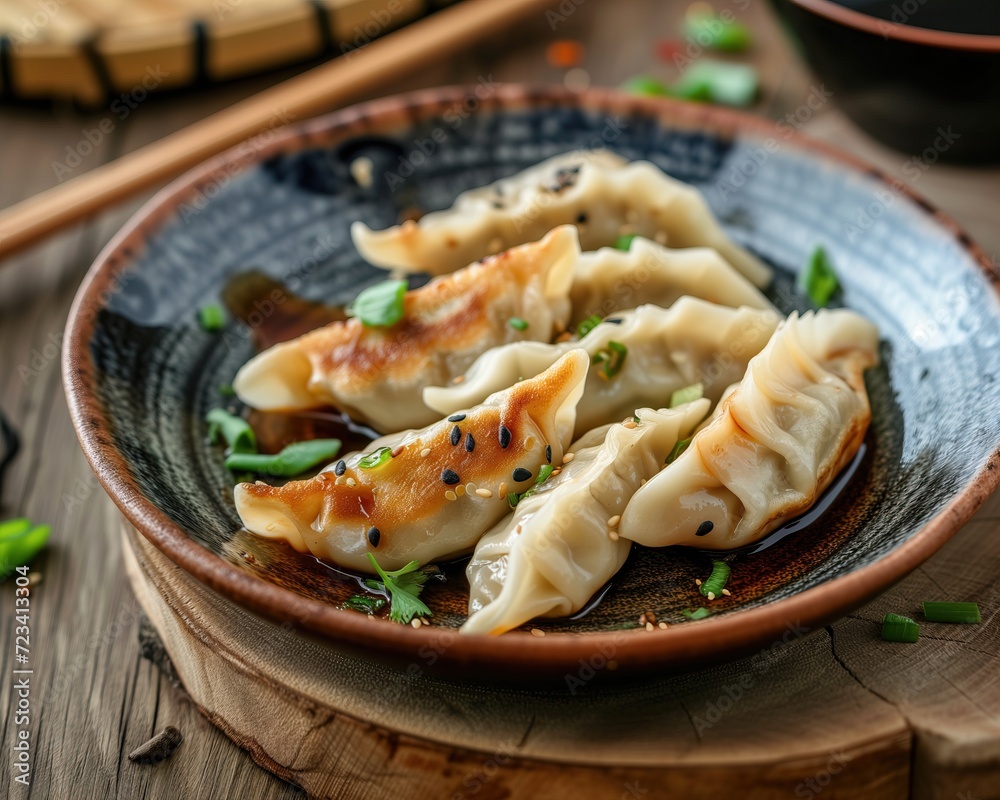 Crispy Deep Fried Gyoza Dumplings. A dish of Chinese, Japanese and ...