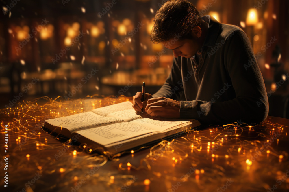 Individual writing in a journal, expressing thoughts and emotions ...