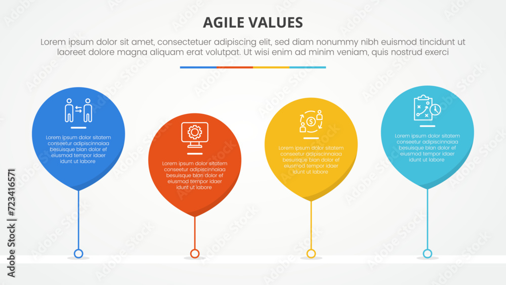 agile values infographic concept for slide presentation with waterdrop ...