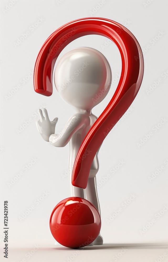 3d character: an inquisitive figure adorned with a dynamic question ...