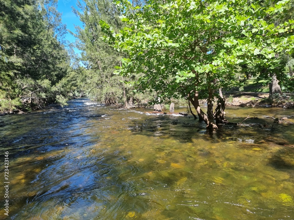 Cotter River in the Australian Capital Territory ACT Australia. Gently ...