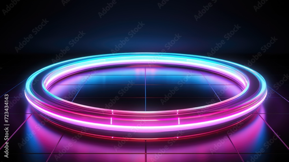 a circular light show in bright colors, in the style of light magenta ...