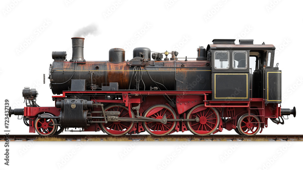 A detailed image of a vintage steam locomotive, showcasing its rustic ...
