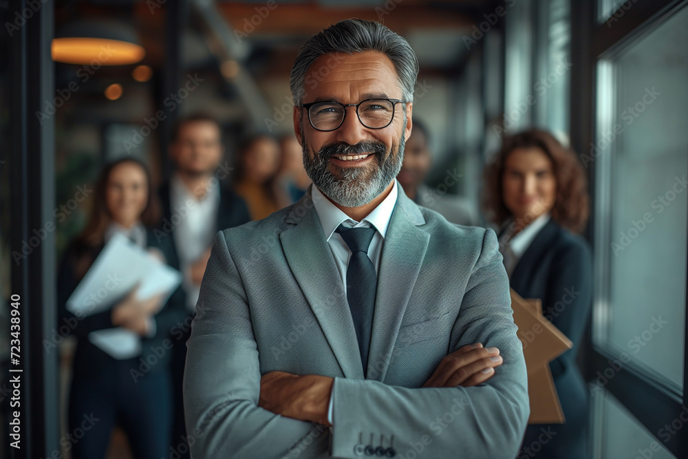 Charismatic CEO, professional business man portrait, leading with ...