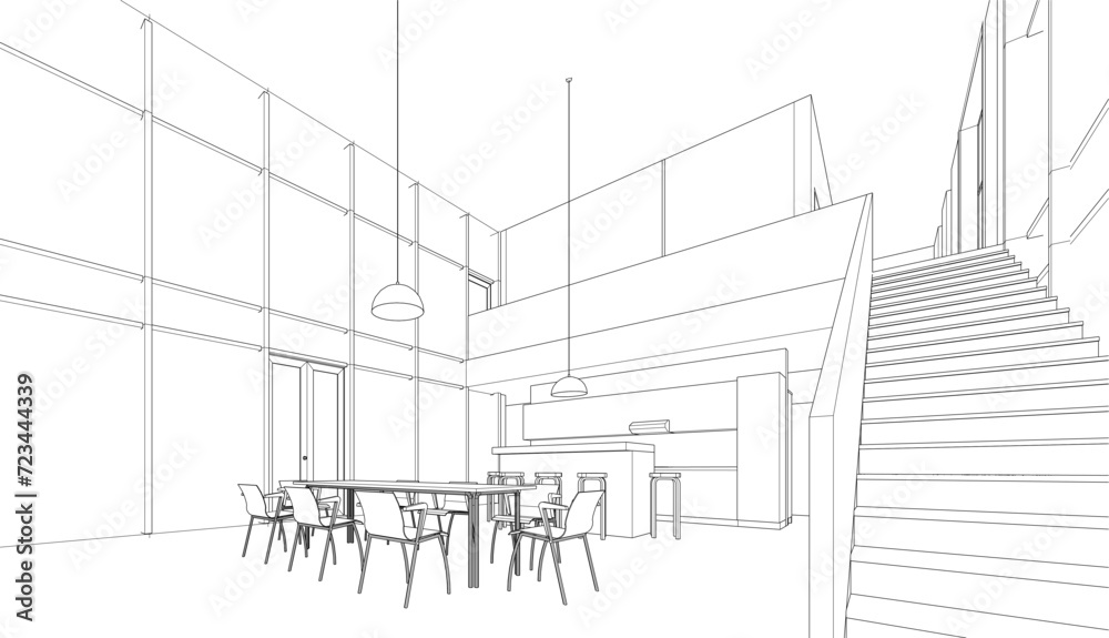 abstract architecture drawing vector illustration Stock Vector | Adobe ...