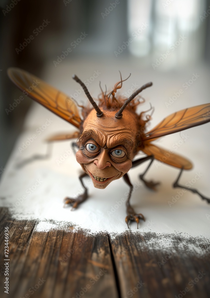 Strange, funny insect, spellbound creature or wizard transformed into a ...