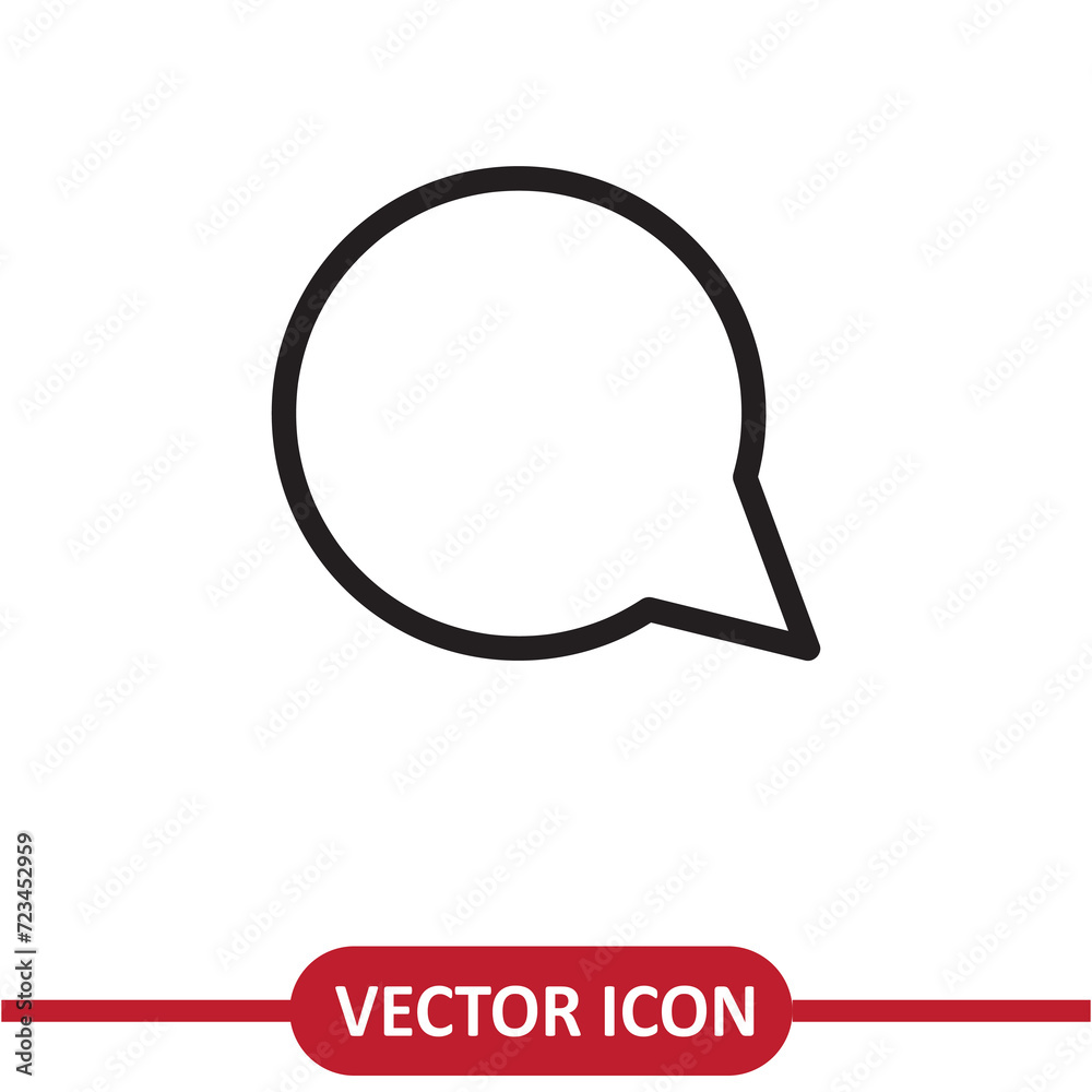 Speech bubble vector, simple flat liner illustration on white ...