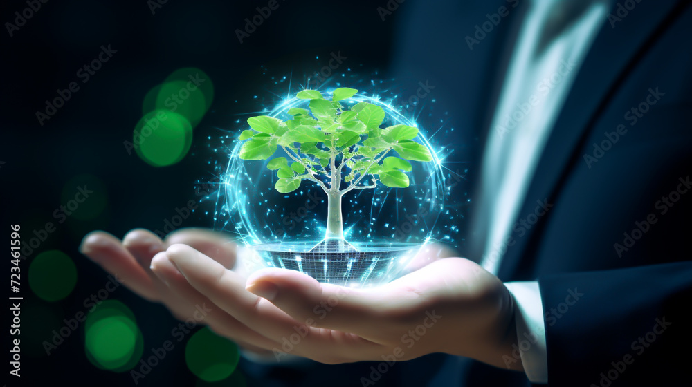 vector realistic world environment day concept, 3d rendering hand ...