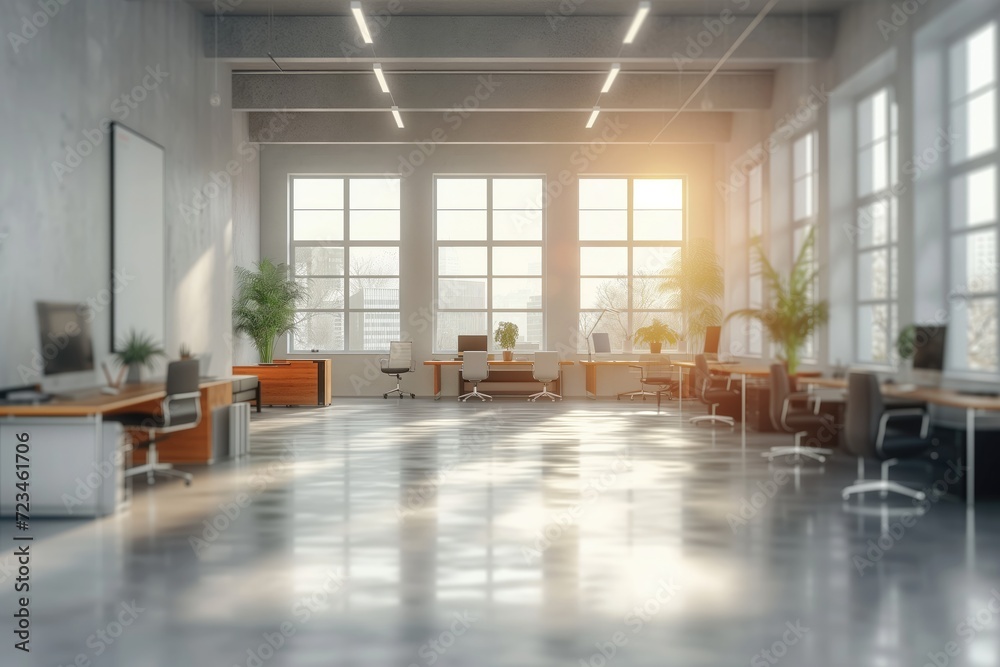 Obraz blurred office background with full of furniture and white walls ...